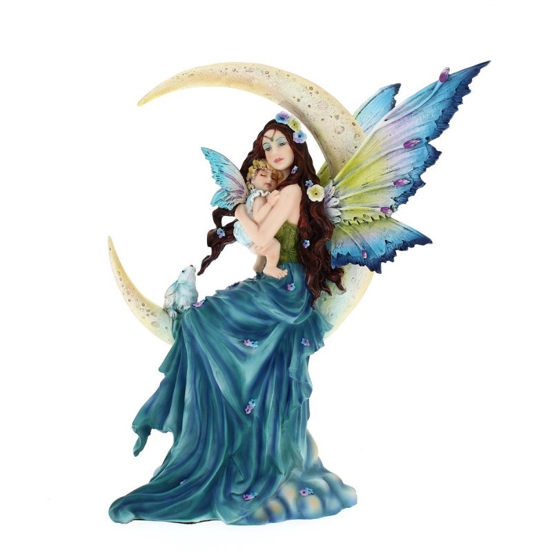 Fata Amaris sulla luna con bebè Nemesis Now